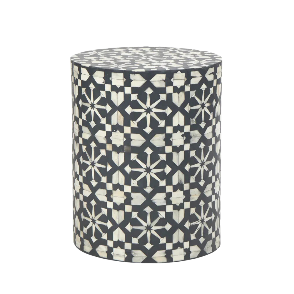 Adina Bone Inlay Side Table Grey/White – OneWorld Collection