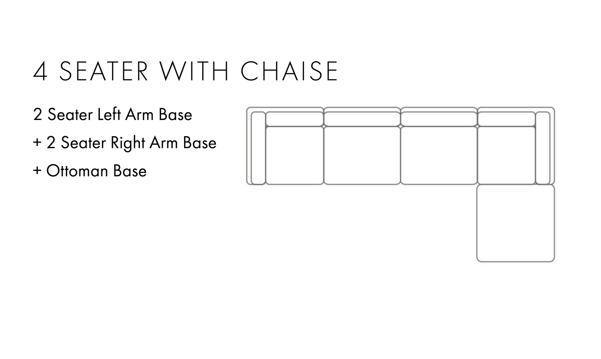 Aura 4 Seater with Chaise White – OneWorld Collection