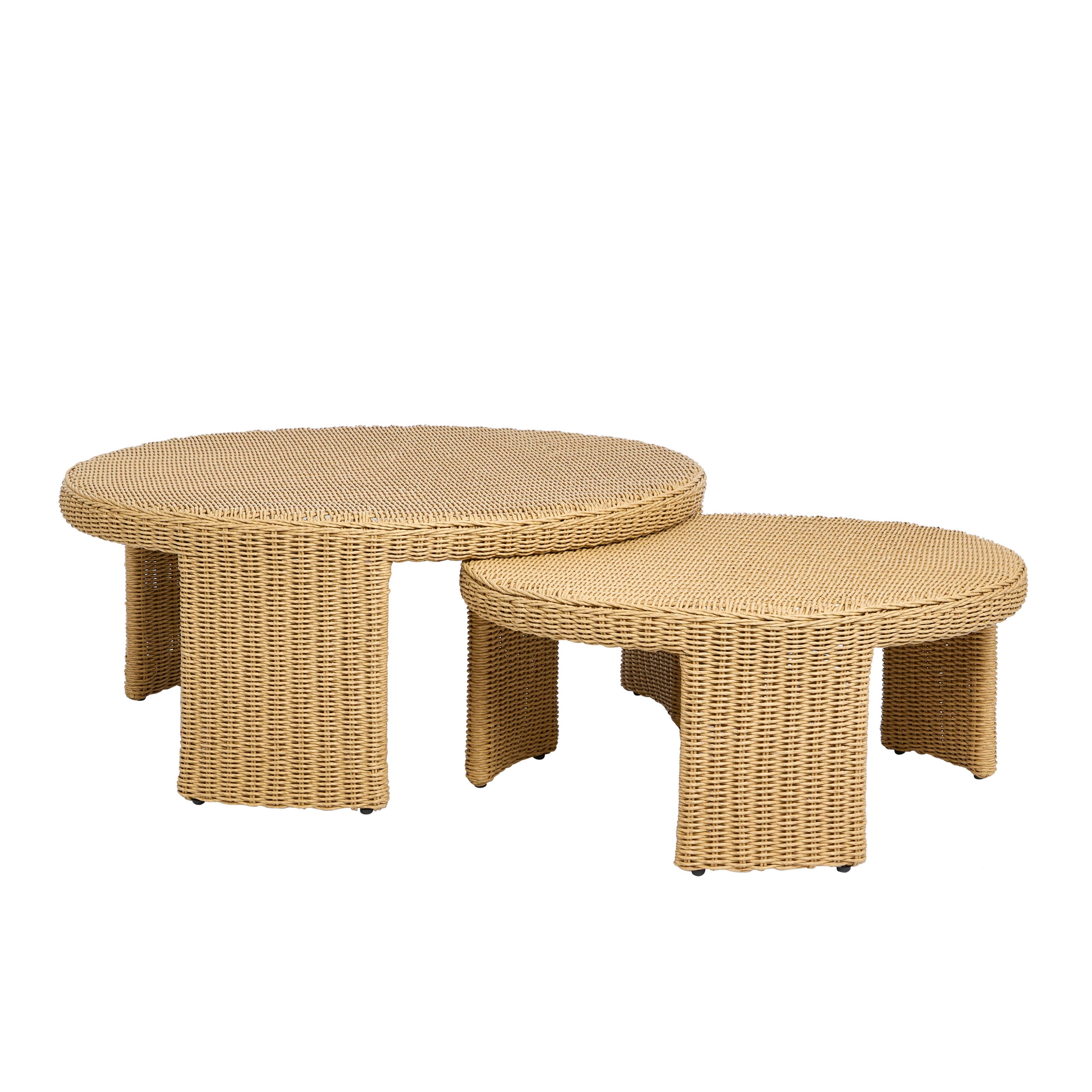 Cassius Outdoor Coffee Tables Nest of 2 Natural – OneWorld Collection