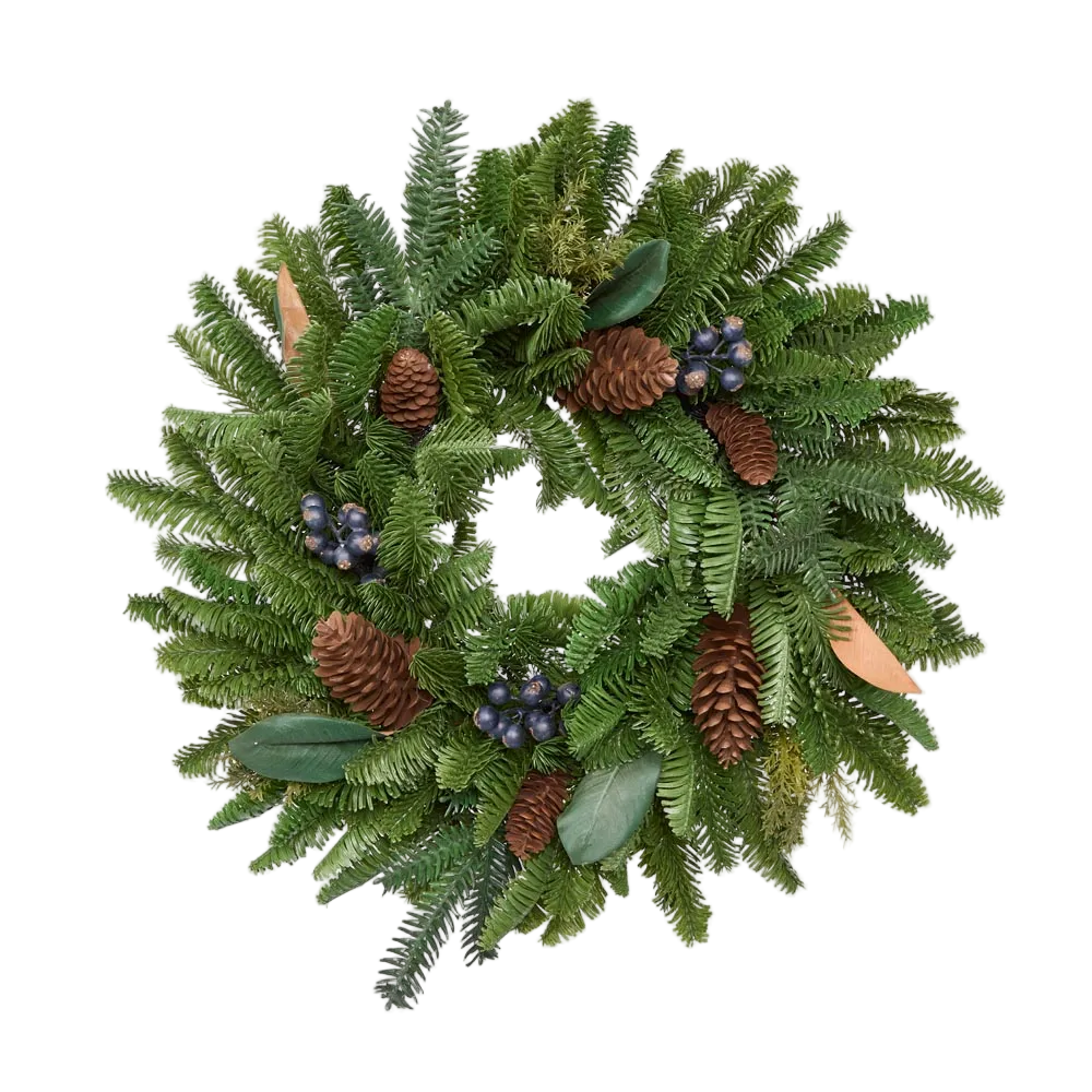 Pine and Blue Berry Wreath 61cm – OneWorld Collection