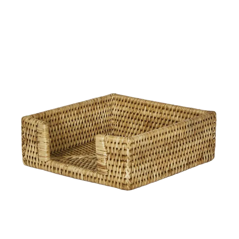Paume Rattan Square Napkin Box Natural – OneWorld Collection